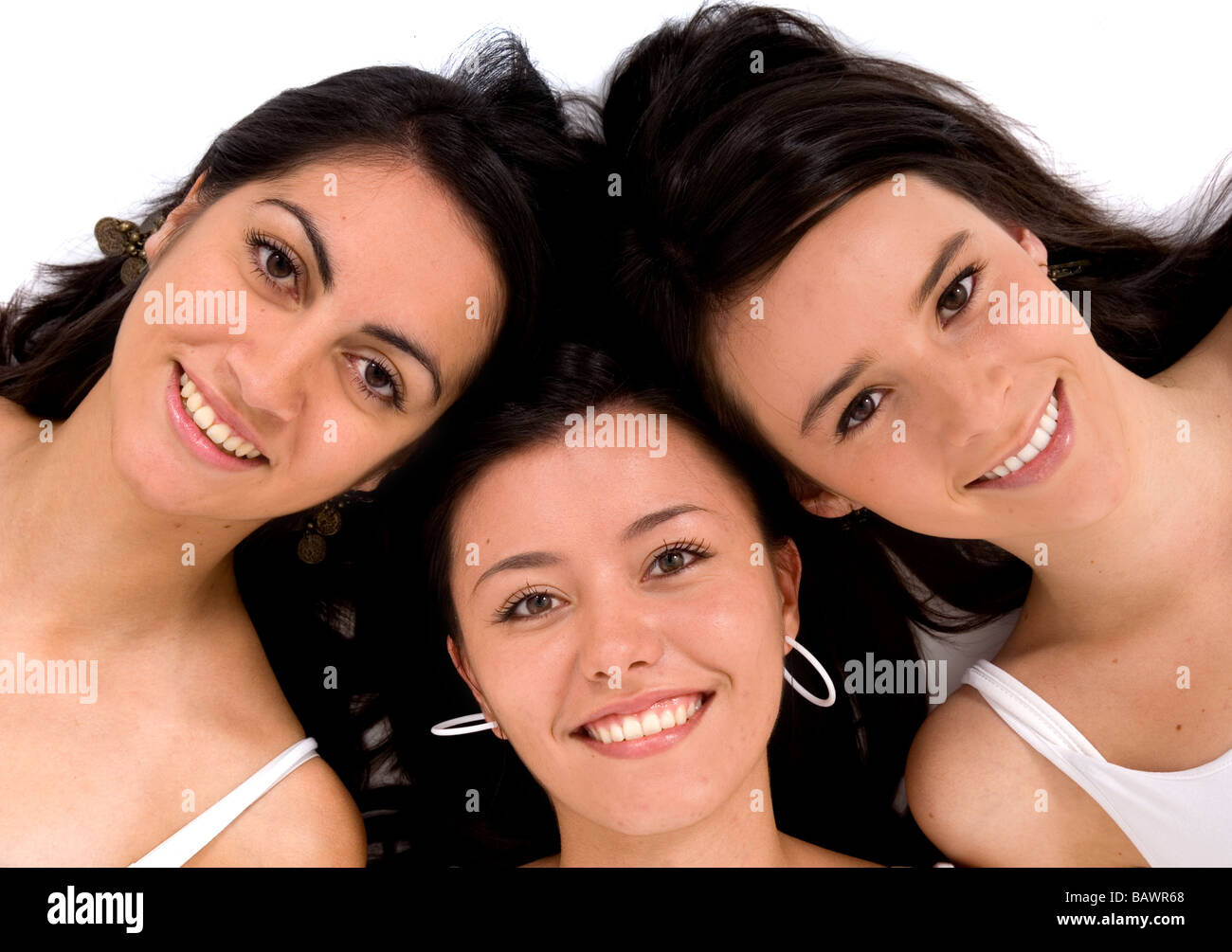 Beautiful female friends on the floor Stock Photo - Alamy