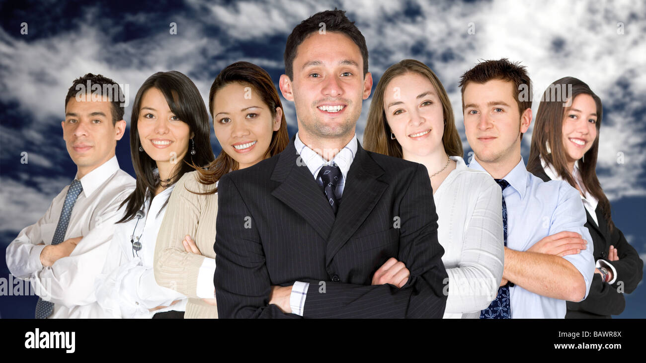 confident business man and his business team Stock Photo - Alamy