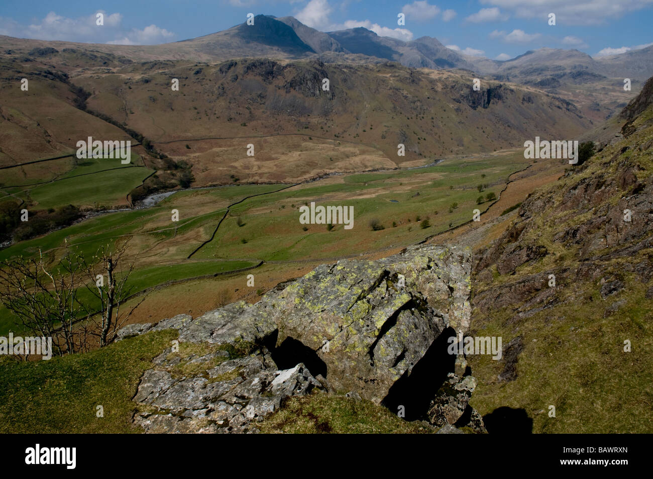 View over Eskdale Valley, Lake District from Hardknott Castle Roman ...