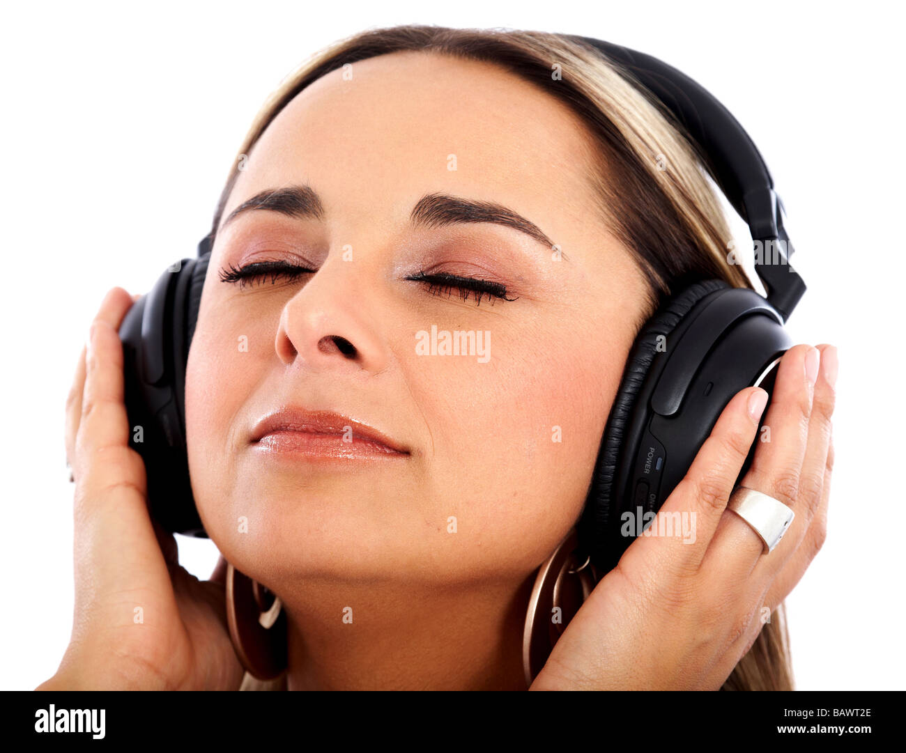 woman listening to music Stock Photo - Alamy
