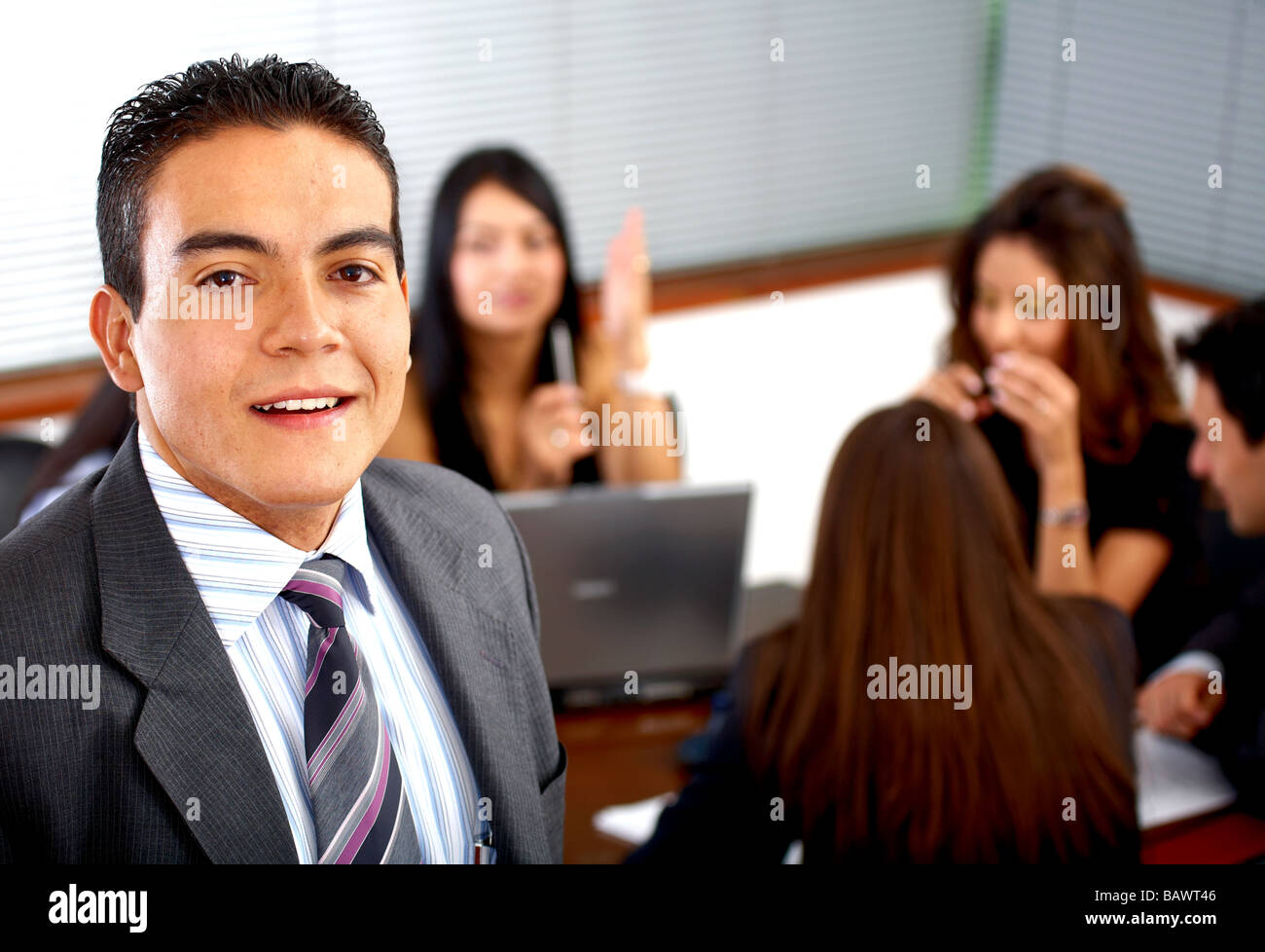 business man leading a team Stock Photo - Alamy