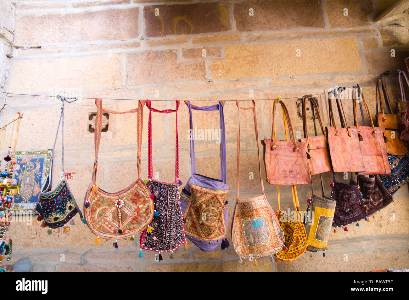 fabric goods for sale, jaisalmer Stock Photo - Alamy