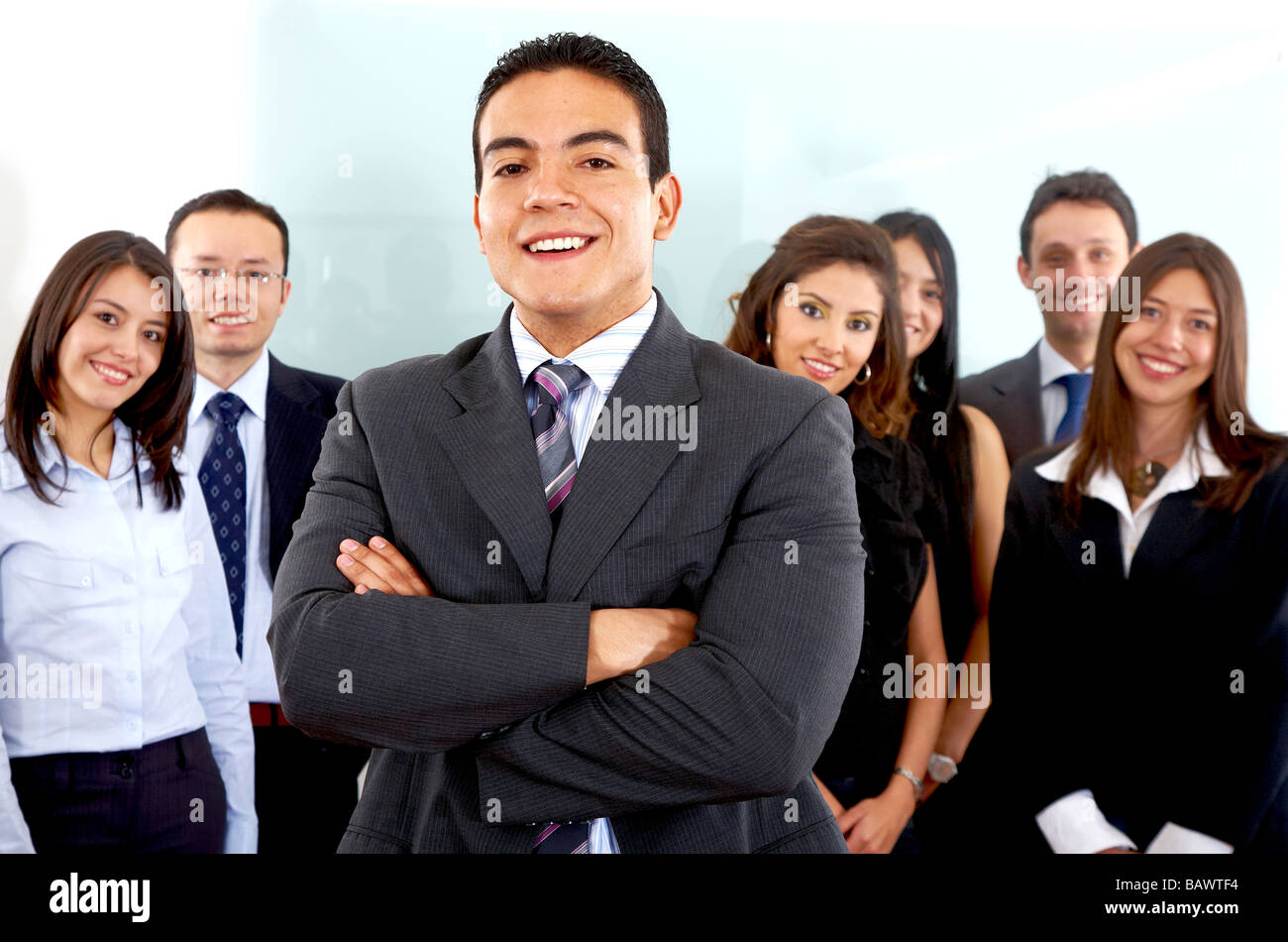 business man leading a team Stock Photo - Alamy