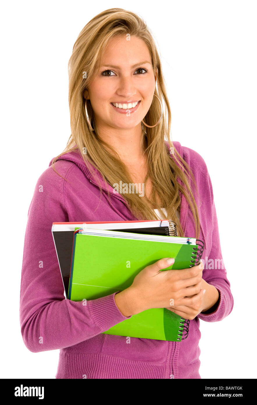 Student with folders and notebooks Stock Photo - Alamy