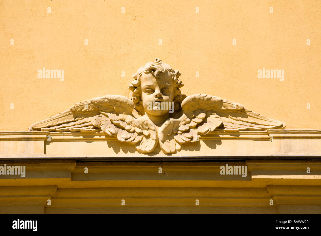 angel face on wall of St Peter and Paul cathedral in Saint-Petersburg ...