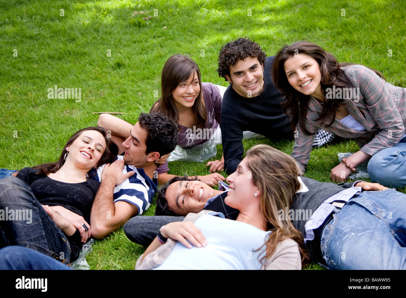 friends relaxing outdoors Stock Photo - Alamy