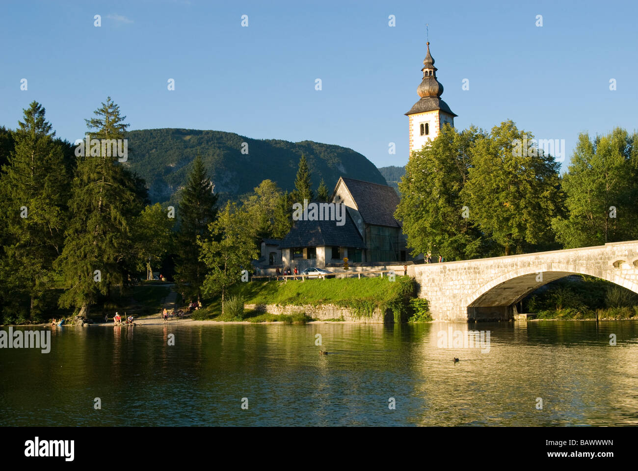 Church of St. John the Baptist Lake Bohinji Slovenia Stock Photo - Alamy
