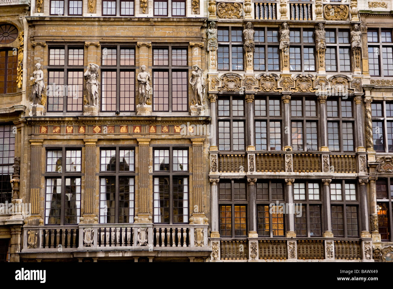 Ornately decorated houses - Grand Place , Brussels , Belgium Stock ...