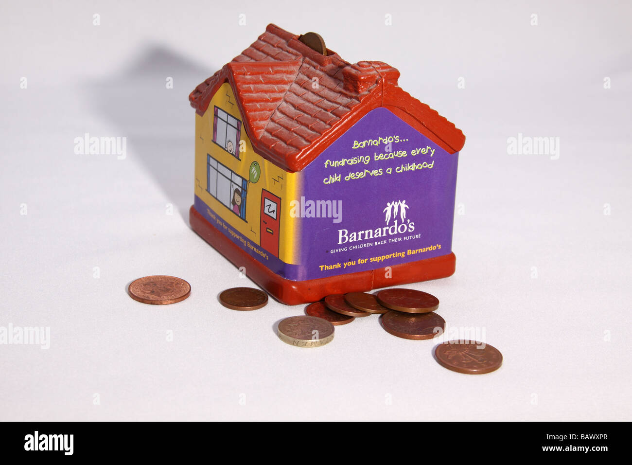 Barnardos charity collection box in the shape of a house used for ...