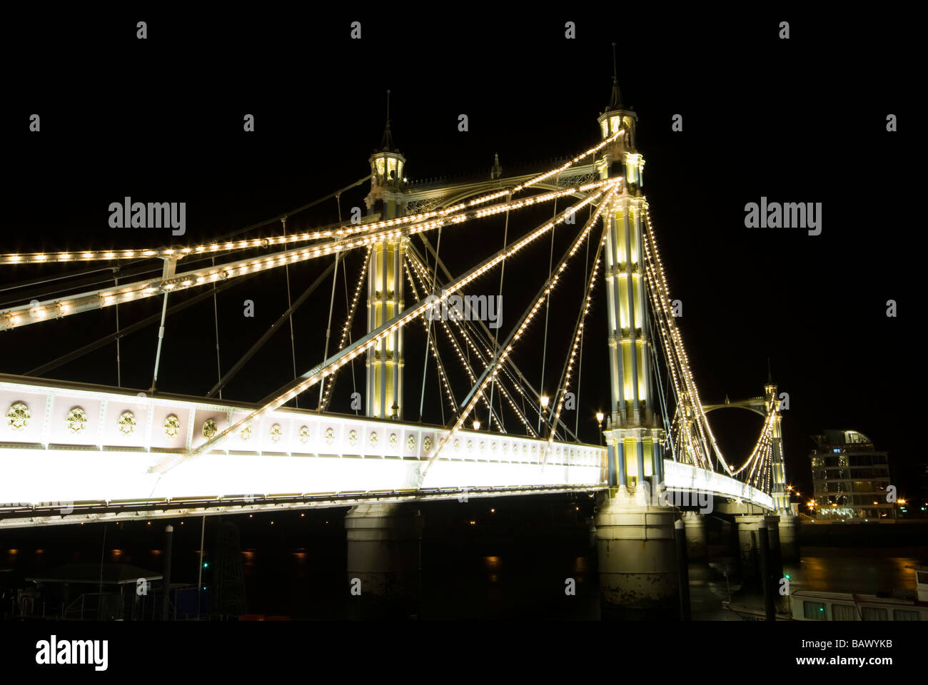 Albert Bridge London at night Stock Photo - Alamy