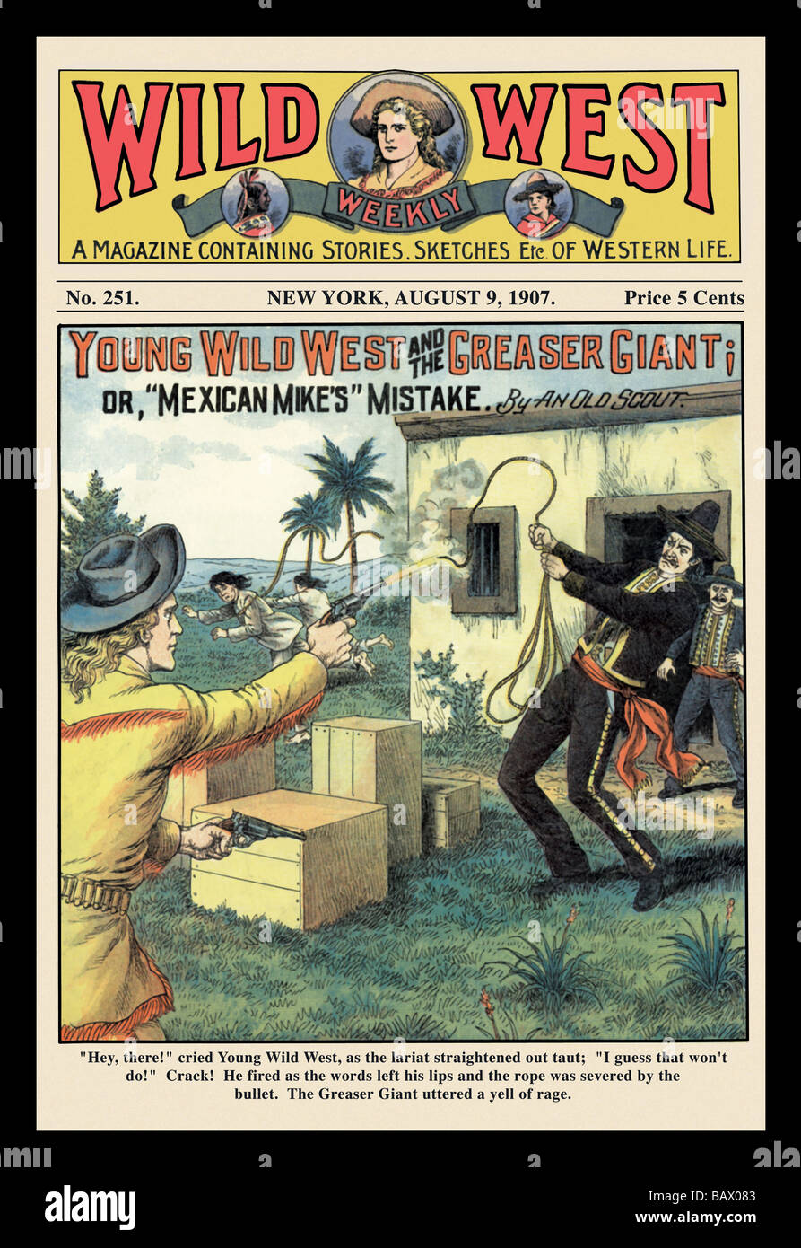 Wild West Weekly: Young Wild West and the Greaser Giant Stock Photo - Alamy