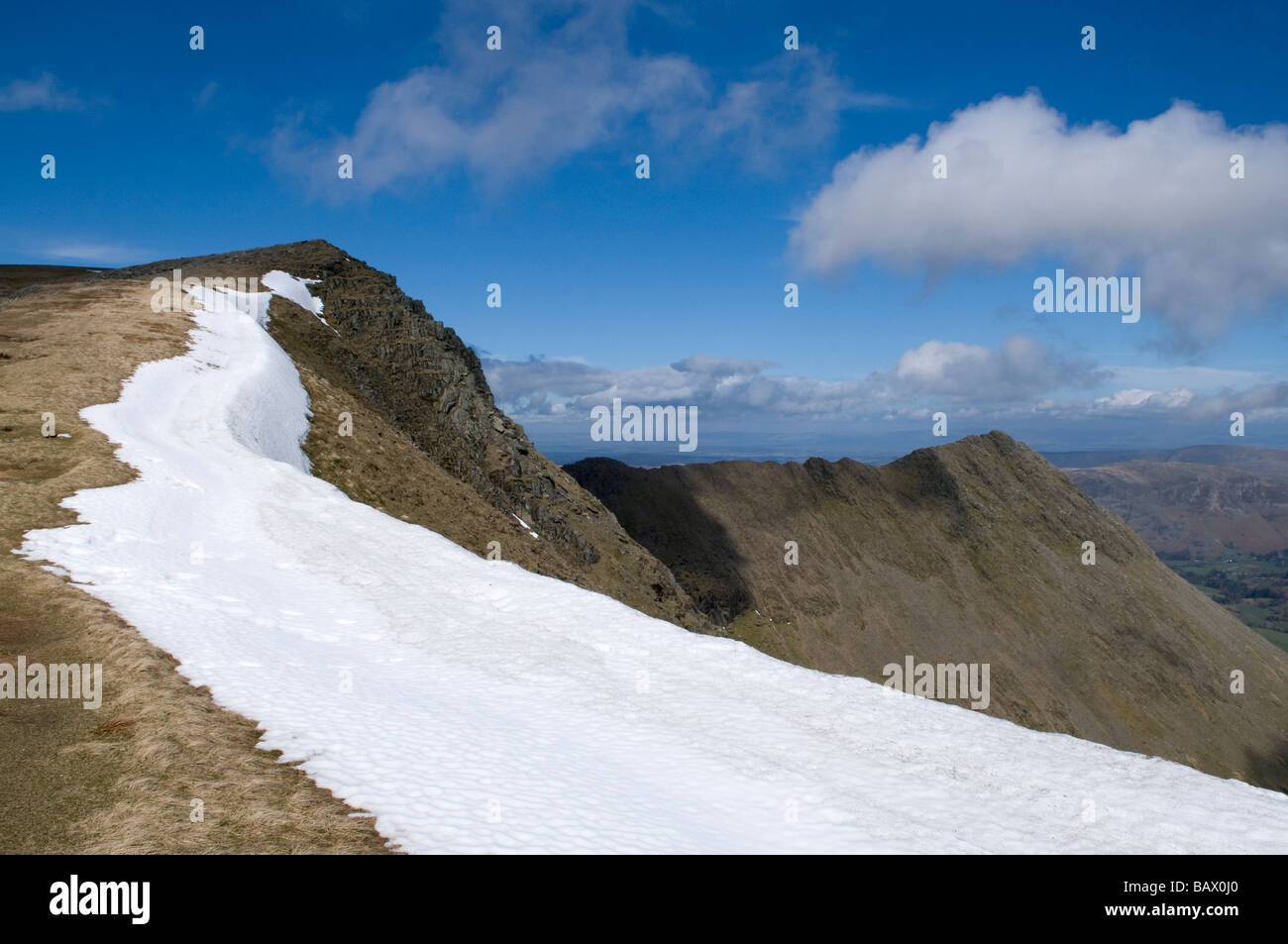 View from Nethermost Pike up to Helvellyn with Striding edge to the ...