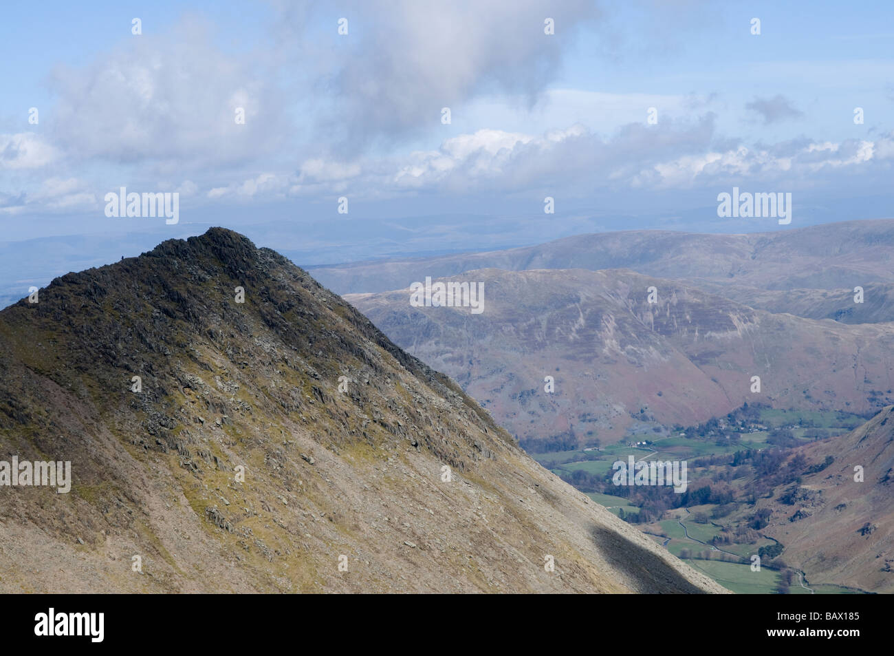 One end of Striding edge, route up Helvellyn with the Grisedale Valley ...