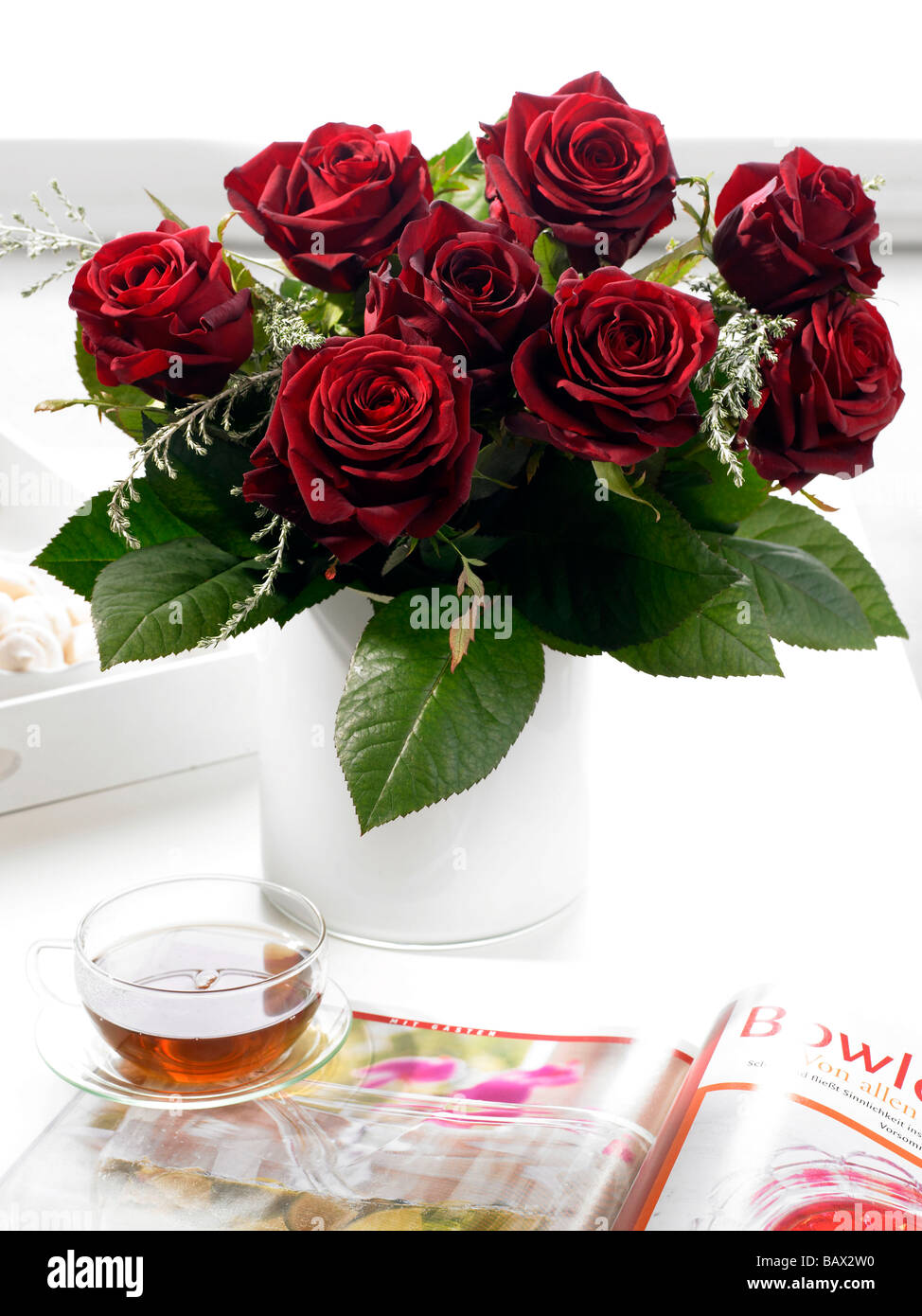 Bouquets of dark red roses Stock Photo - Alamy