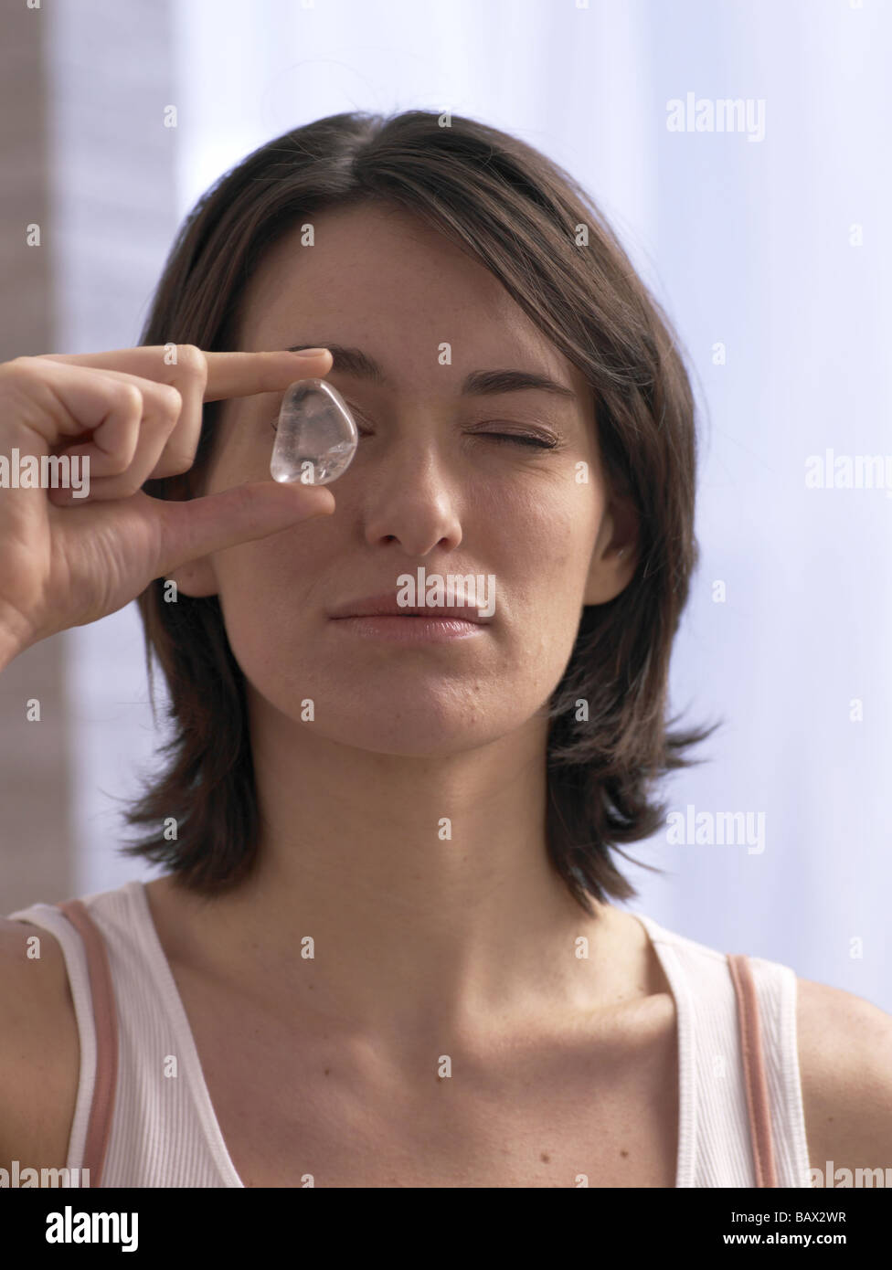 Woman with rock crystal Stock Photo - Alamy