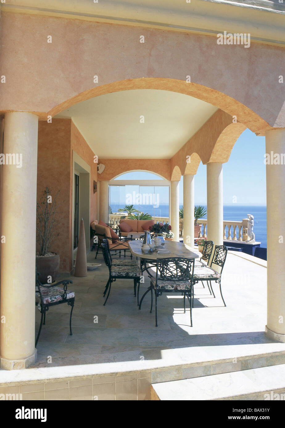 Terrace with seeside view Stock Photo - Alamy