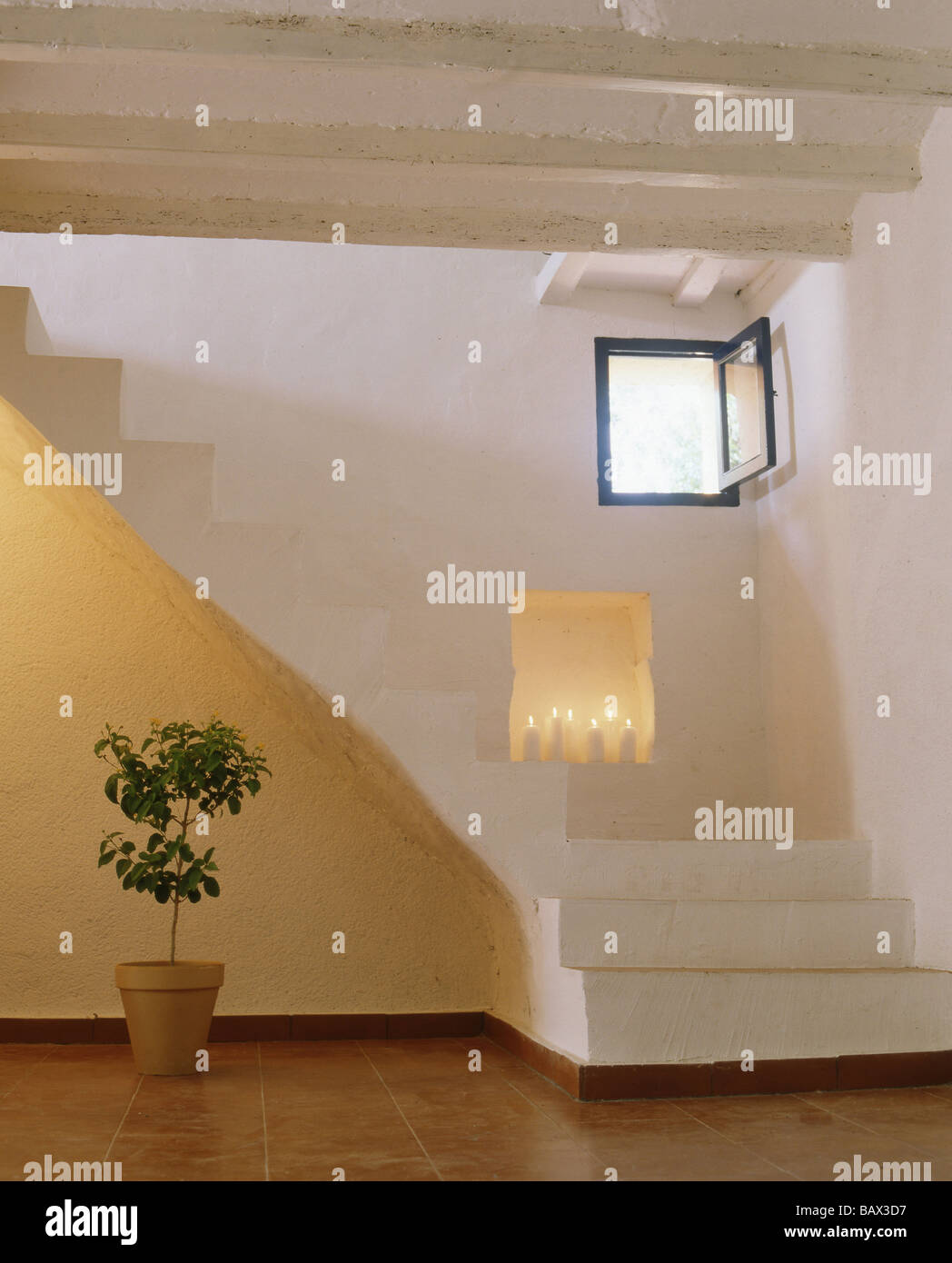 Stairs inside a villa Stock Photo - Alamy