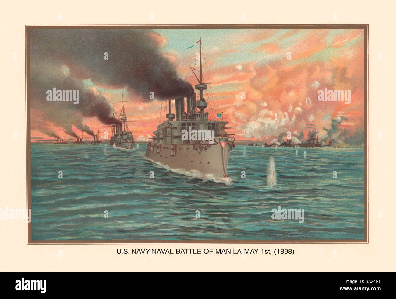 Naval Battle of Manil May 1st,1898 Stock Photo - Alamy