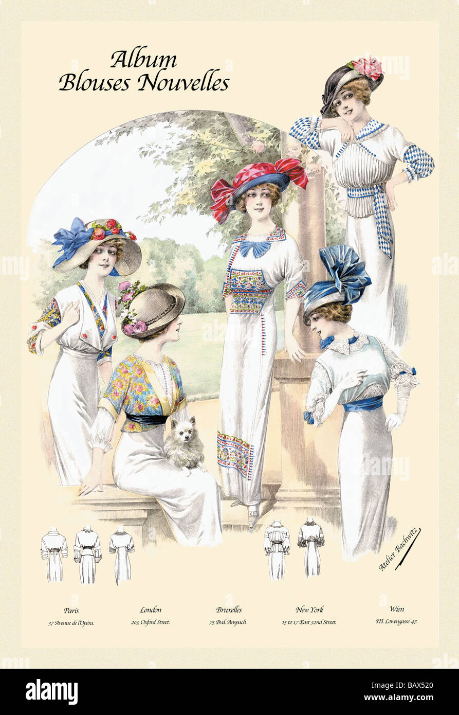 Album Blouses Nouvelles: Ladies in Patterned Dresses Stock Photo - Alamy