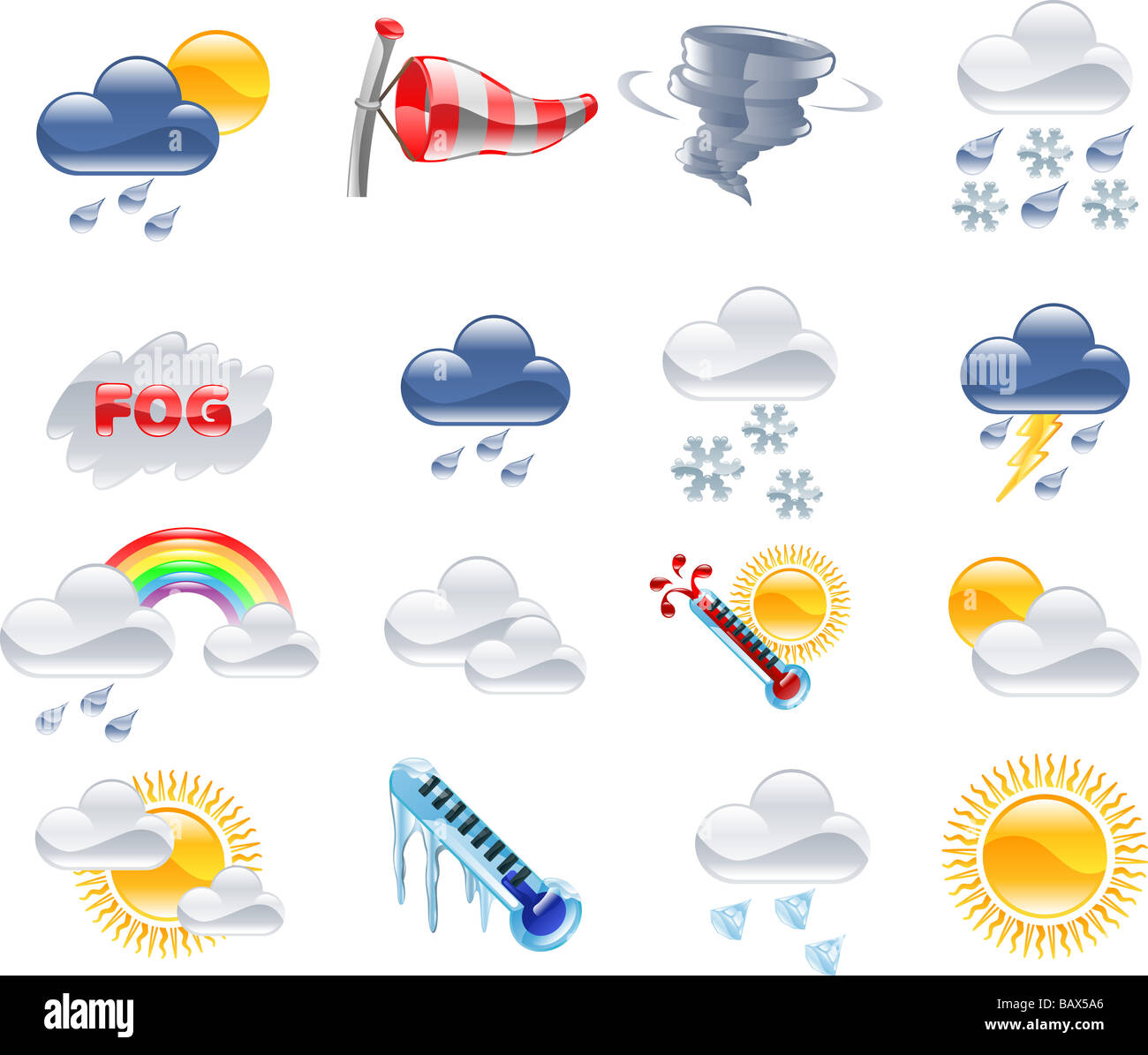 A high quality icon set relating to weather and weather forecasting ...