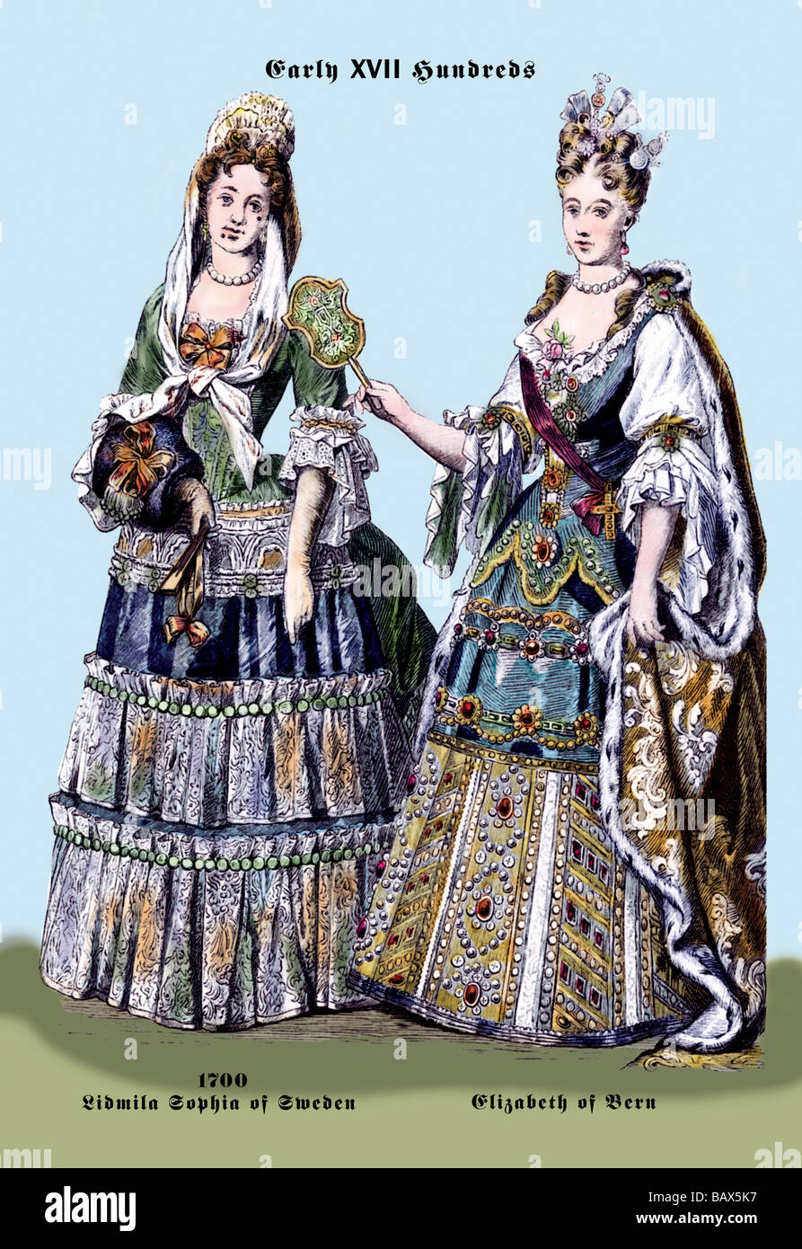 Zidmila Sophia of Sweden and Elizabeth of Bern,18th Century Stock Photo ...