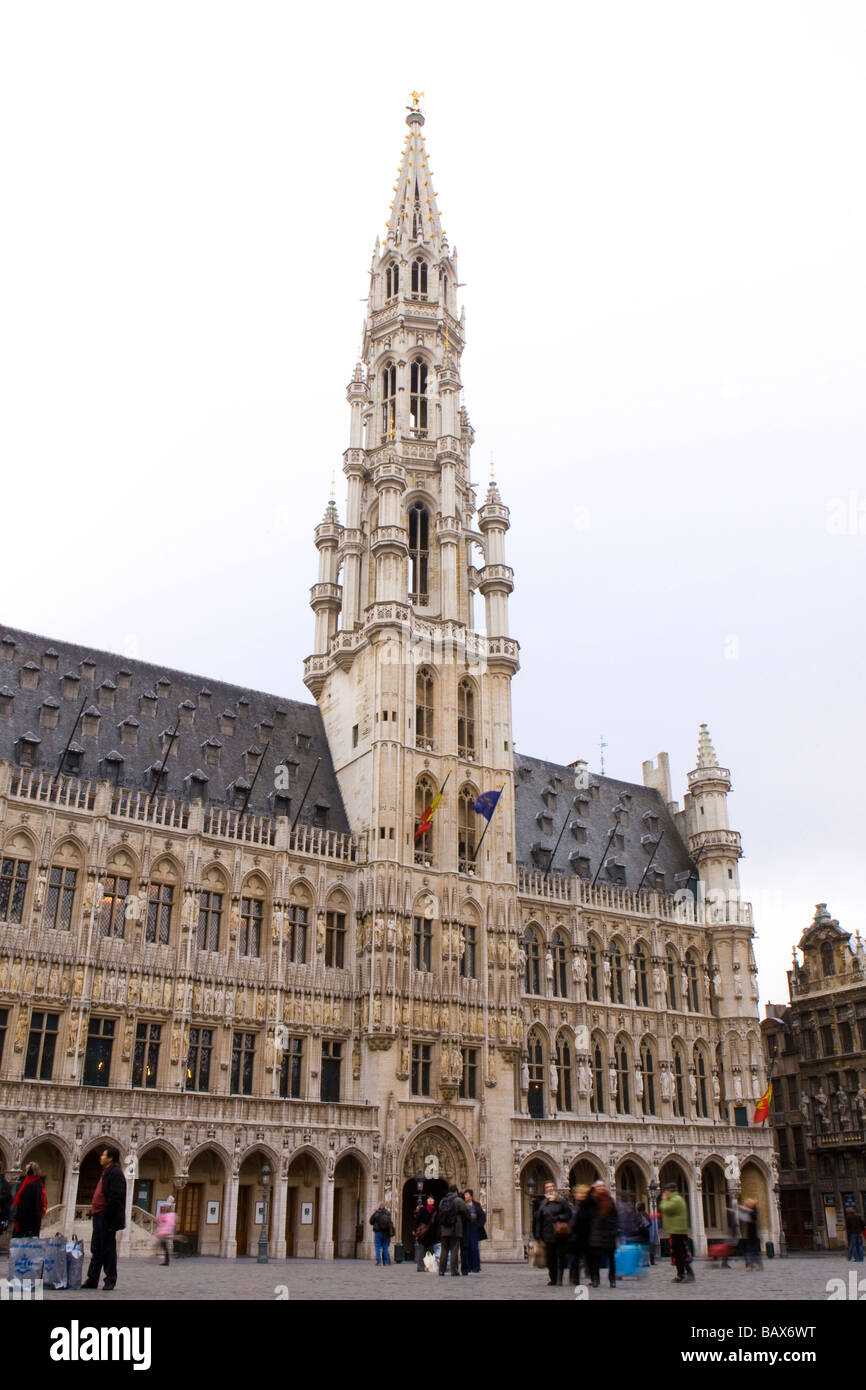 Gothic style Town Hall ( Hotel de Ville ) - Grand Place , Brussels ...