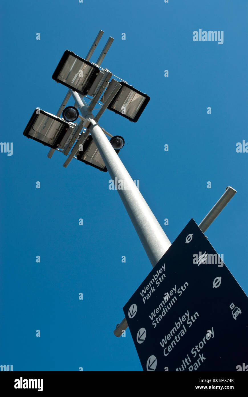 CCTV and security lighting on post at Wembley Stadium Stock Photo - Alamy