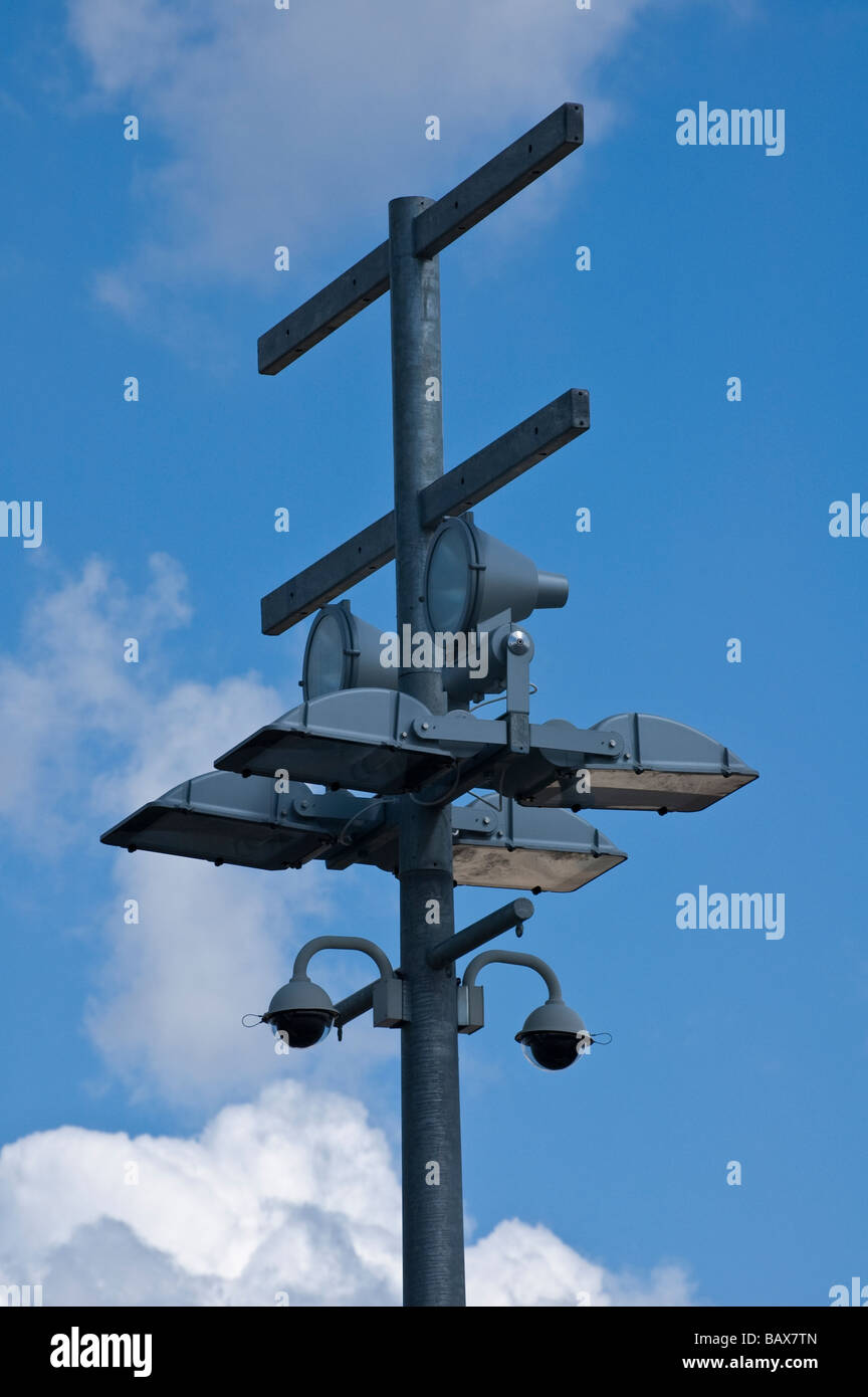 CCTV and security lighting on post at Wembley Stadium Stock Photo - Alamy