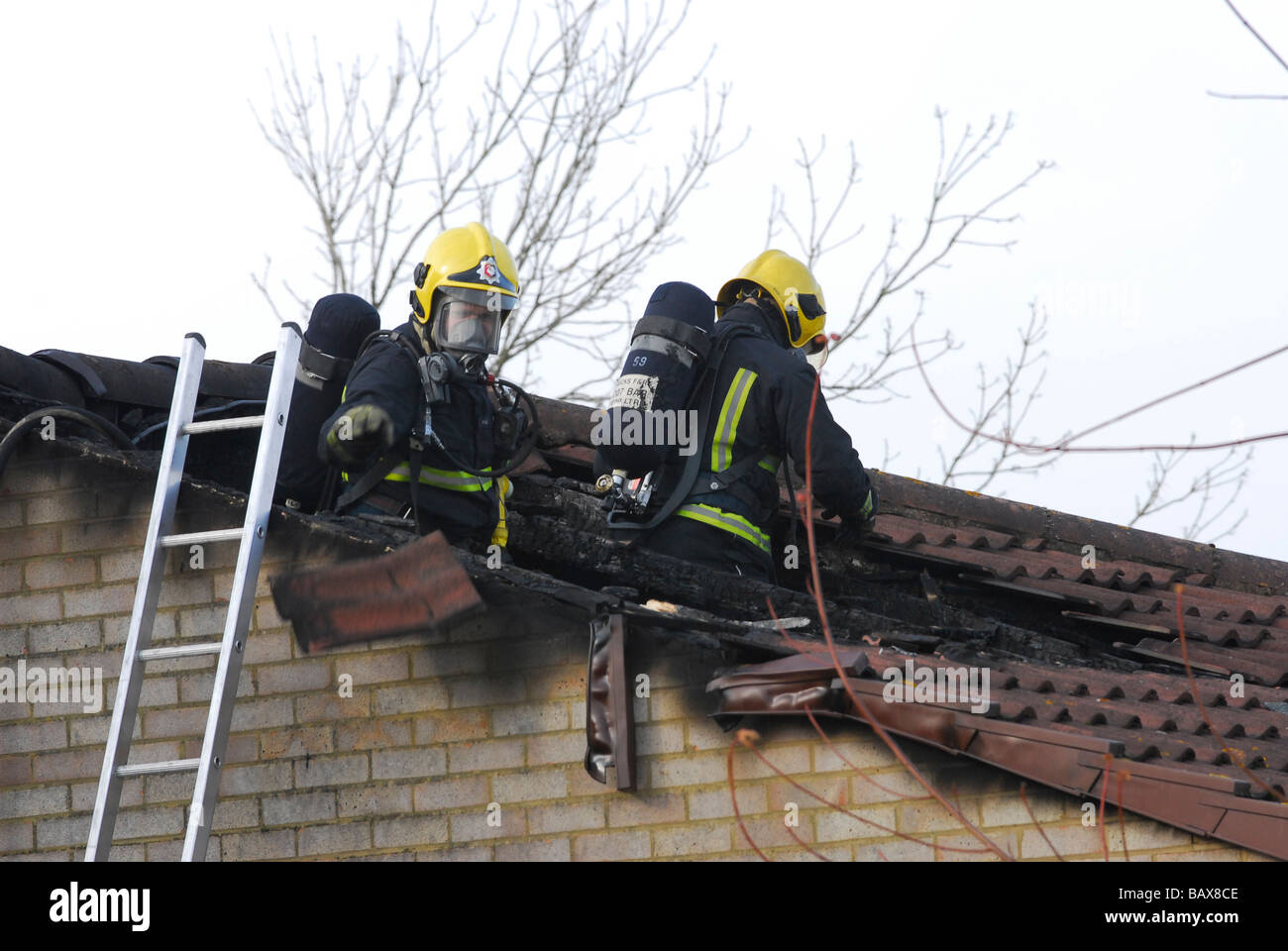 Fireman roof hi-res stock photography and images - Alamy