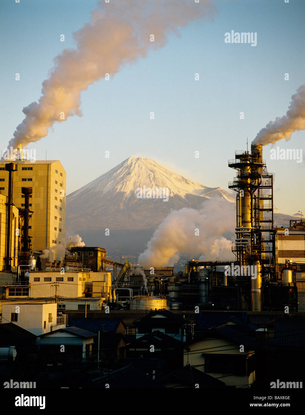 Japan Mt Fuji with industrial buildings Stock Photo - Alamy