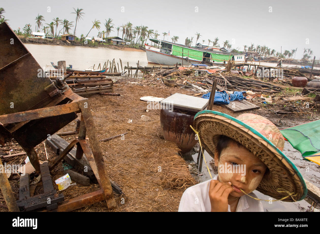 A destroyed village in the delta after Cyclone Nargis struck Myanmar on ...