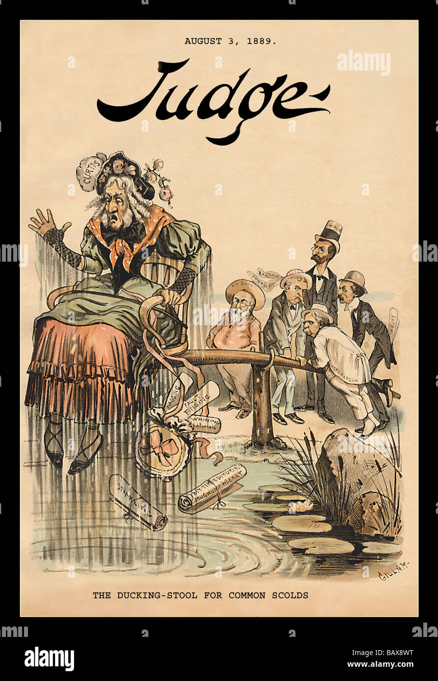 Judge Magazine: The Ducking-Stool for Common Scolds Stock Photo - Alamy