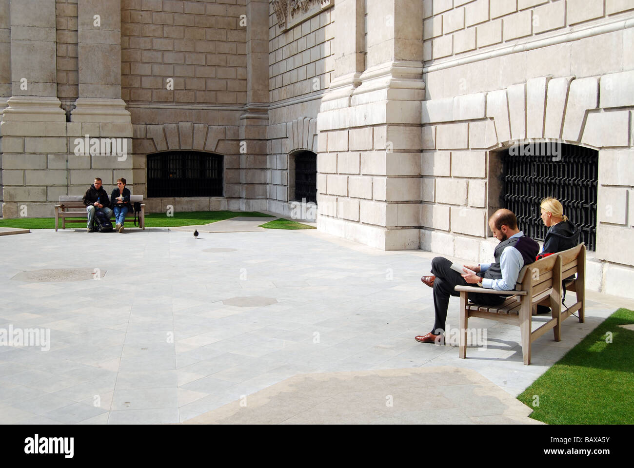 Sitting relaxing silence reading lunchtime lunch Stock Photo - Alamy