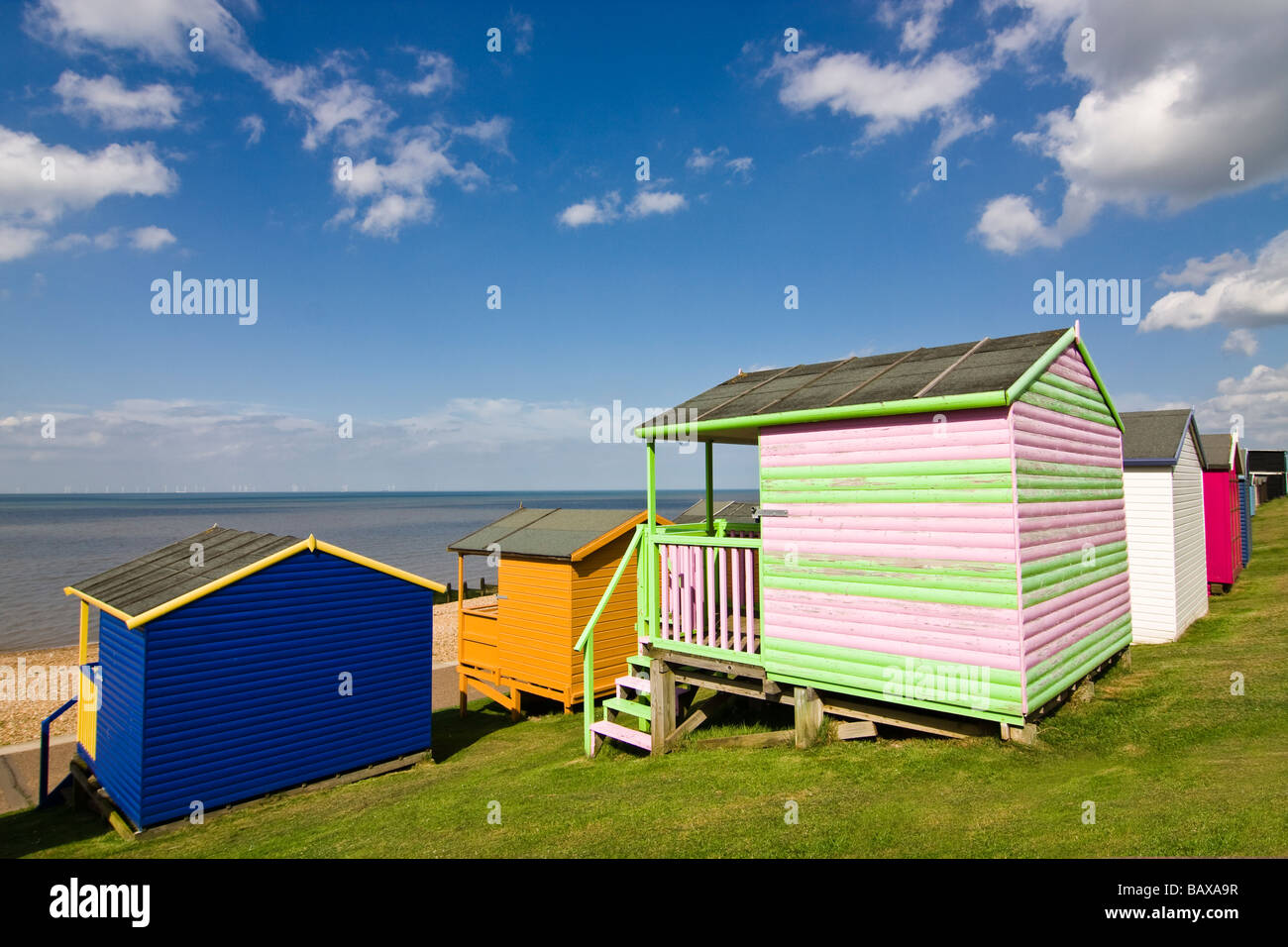 Beach Huts at Tankerton Seafront, nr Whitstable, Kent, England Stock ...