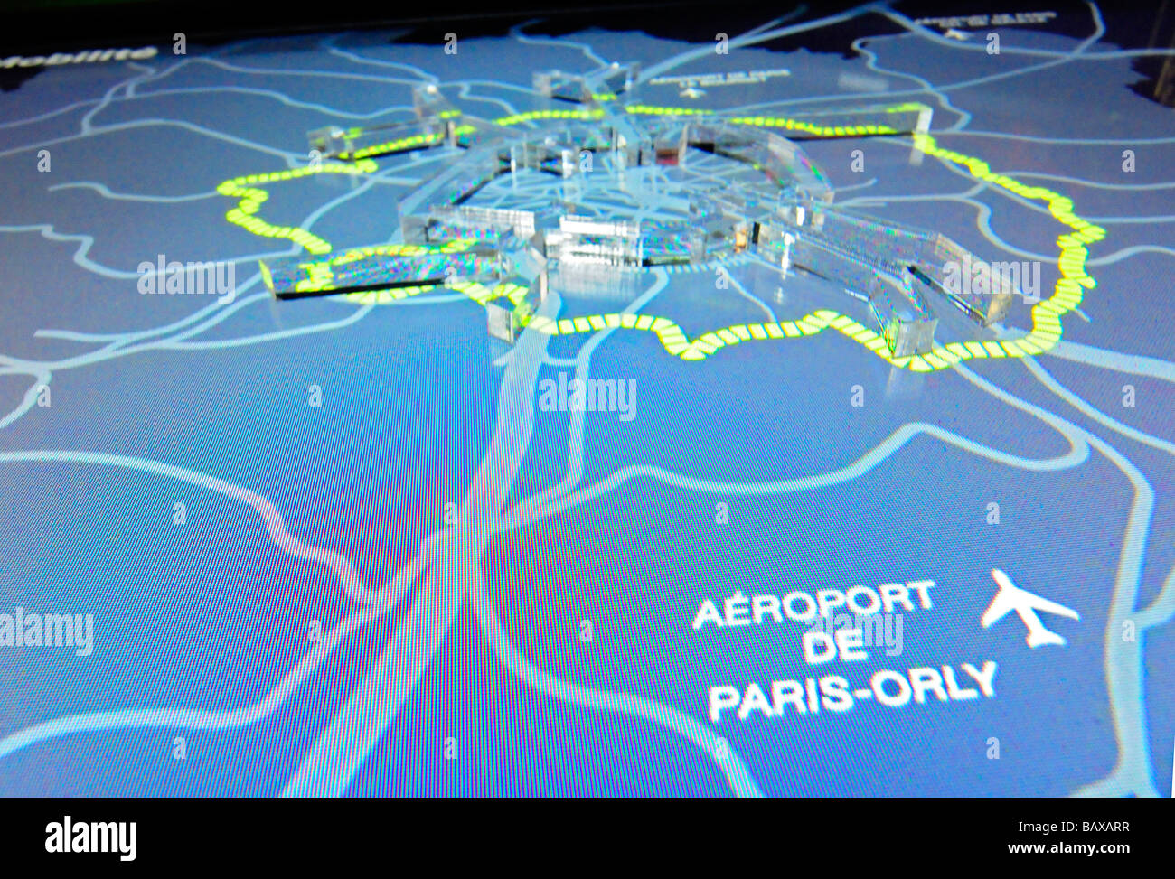Multimedia display of maps showing the future dimensions of Paris ...