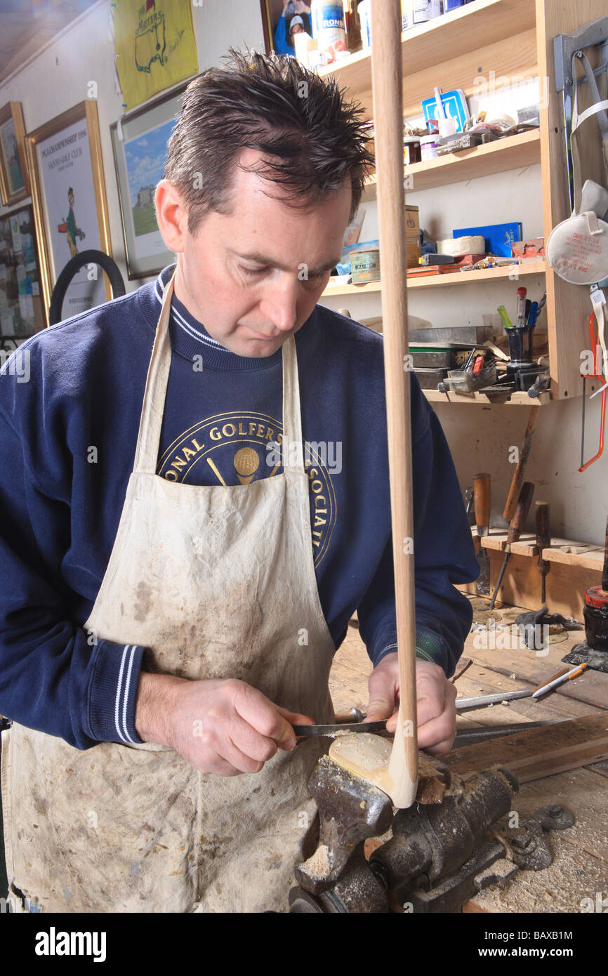 Sean Davies making traditional wooden golf clubs in his workshop at ...