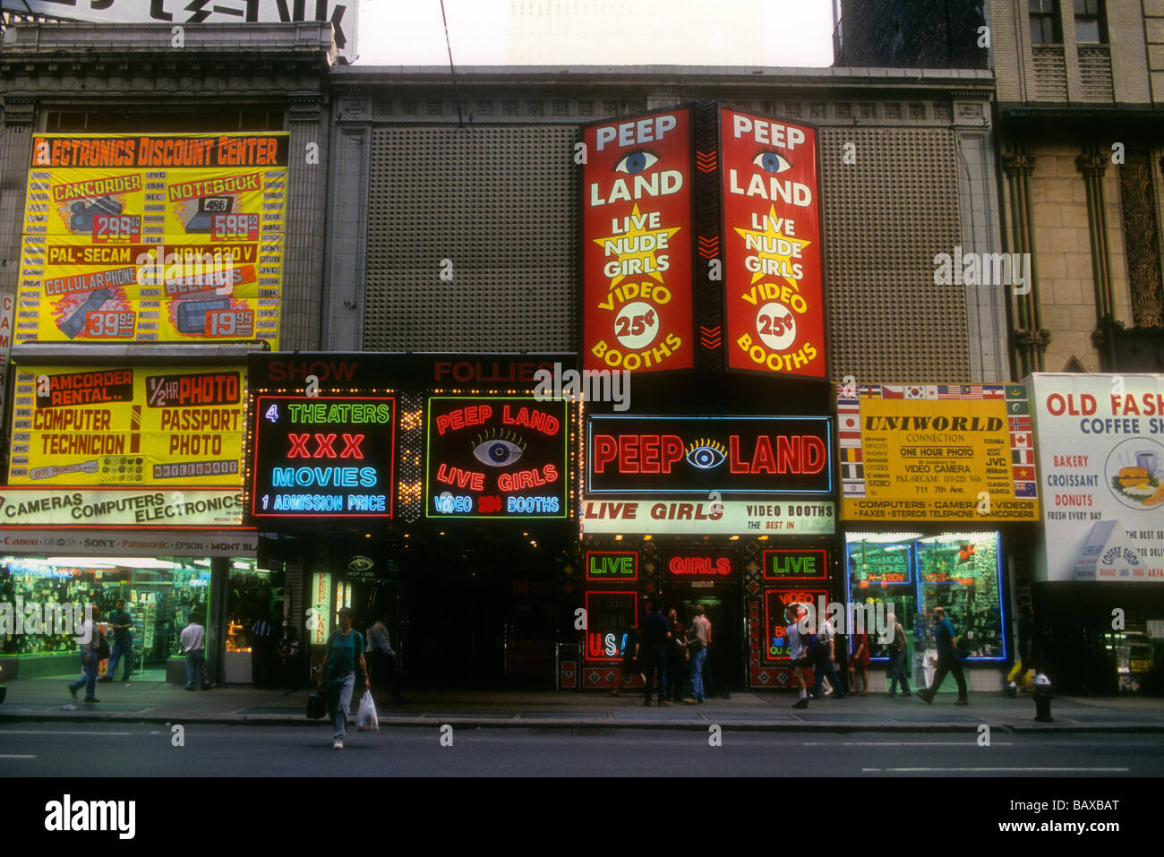 Peepland and Show Follies on Seventh Avenue in Times Square circa ...