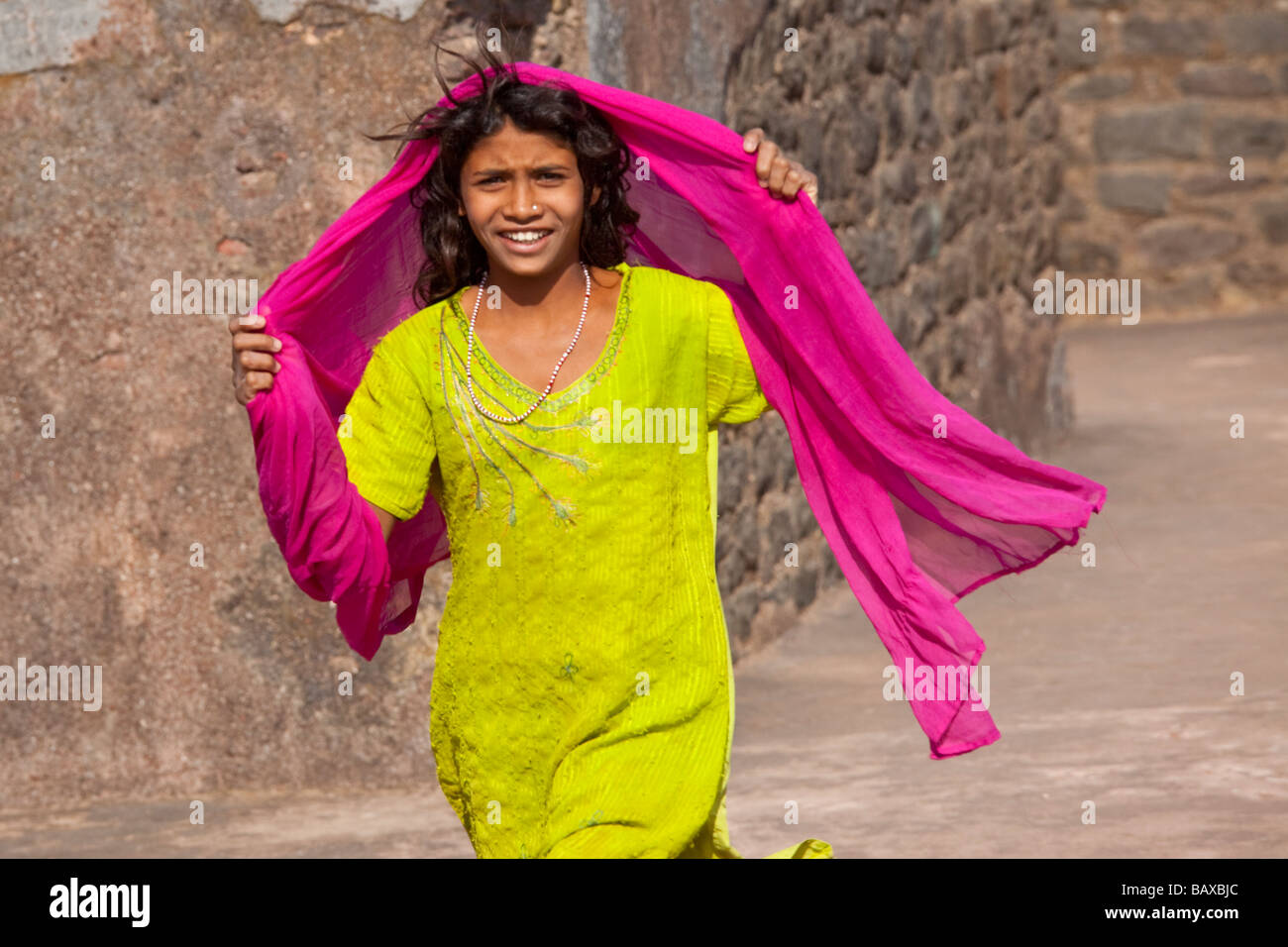 Muslim Girl Running in Mandu in Madhya Pradesh India Stock Photo - Alamy