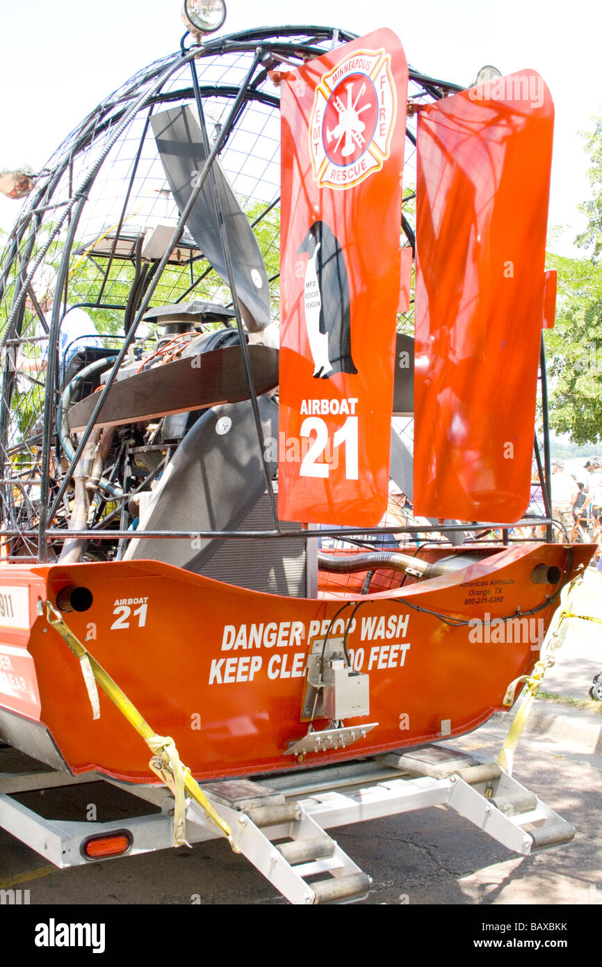 Fire department water rescue propeller driven airboat exhibit ...