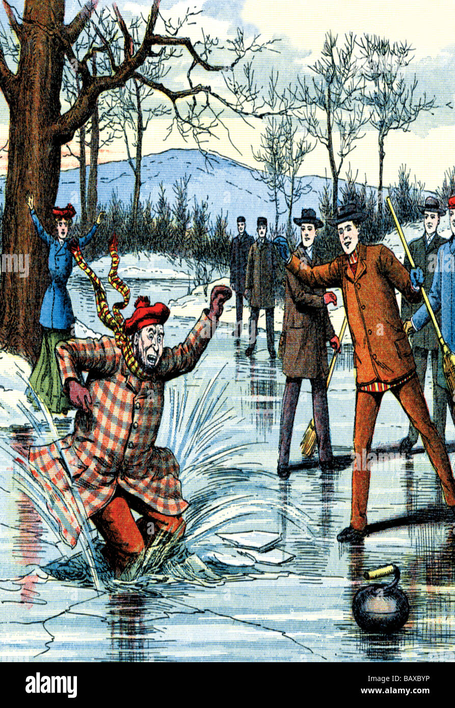 Falling through the Ice during a Curling Game Stock Photo - Alamy
