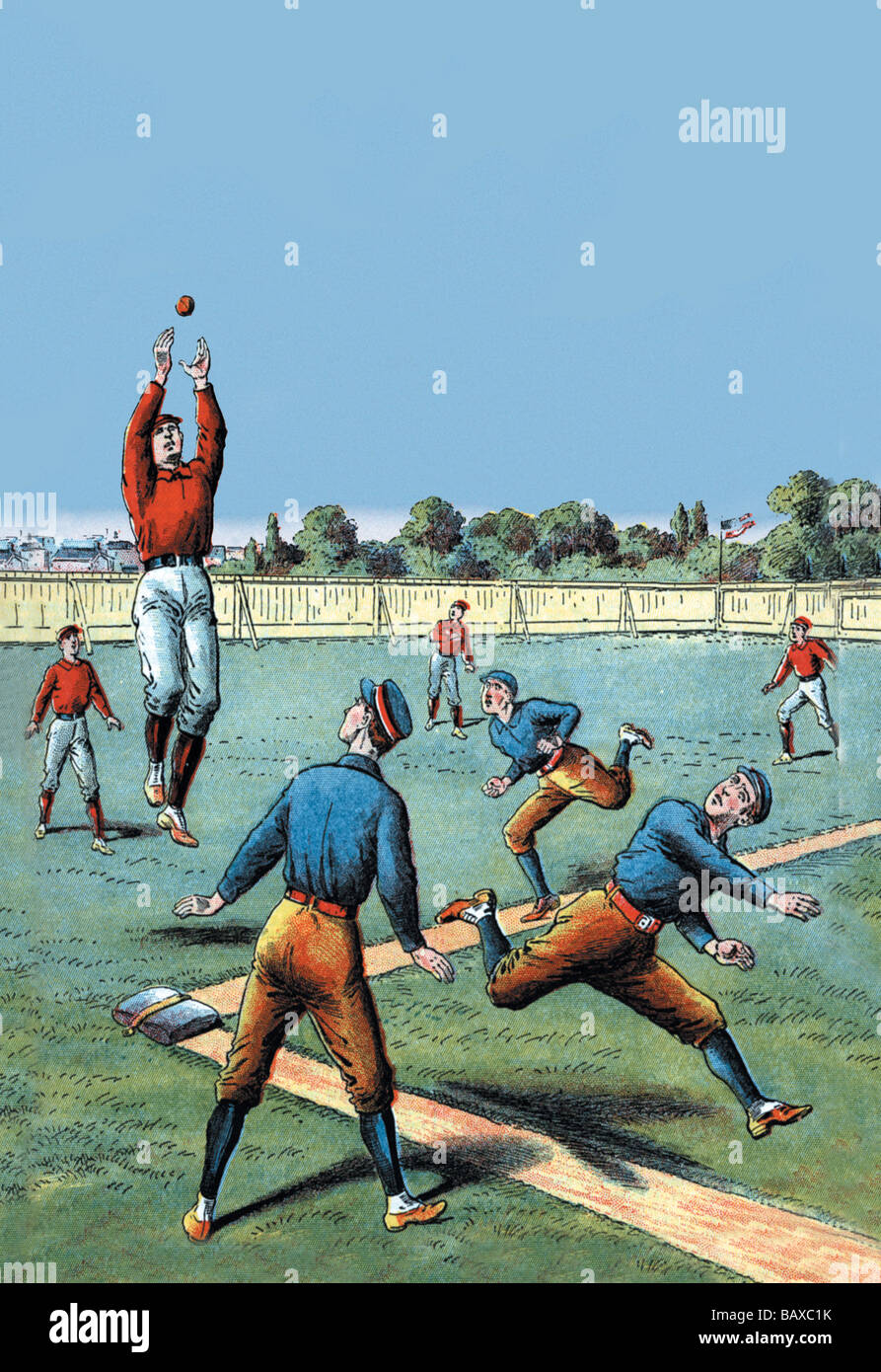 Leaping Catch on the Baseball Diamond Stock Photo - Alamy