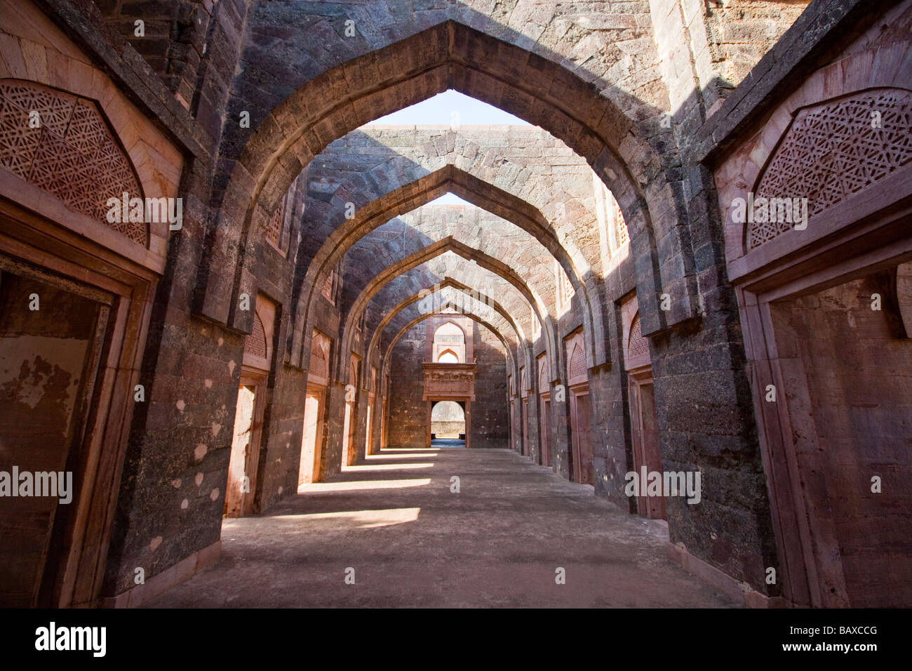 Inside Hindola Mahal or Swinging Palace at the Ruins of Mandu in Madhya ...