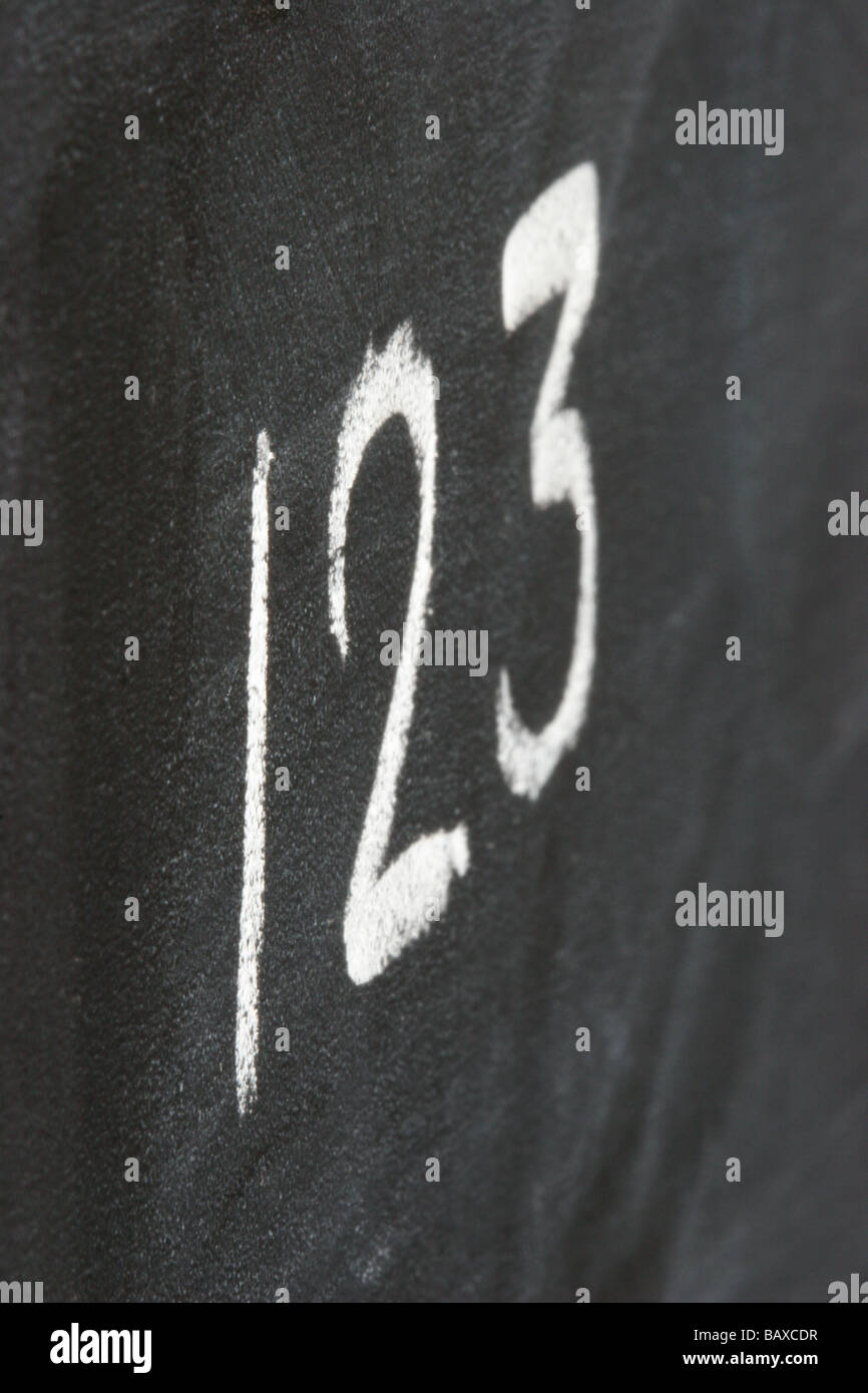 Chalk Numbers 123 on a blackboard Stock Photo - Alamy