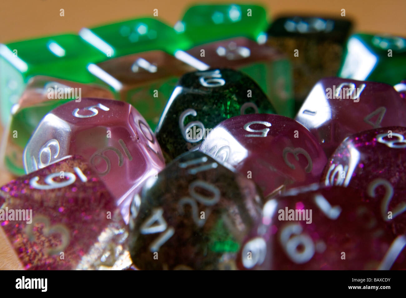 Variety of dice for hobby type games Stock Photo - Alamy