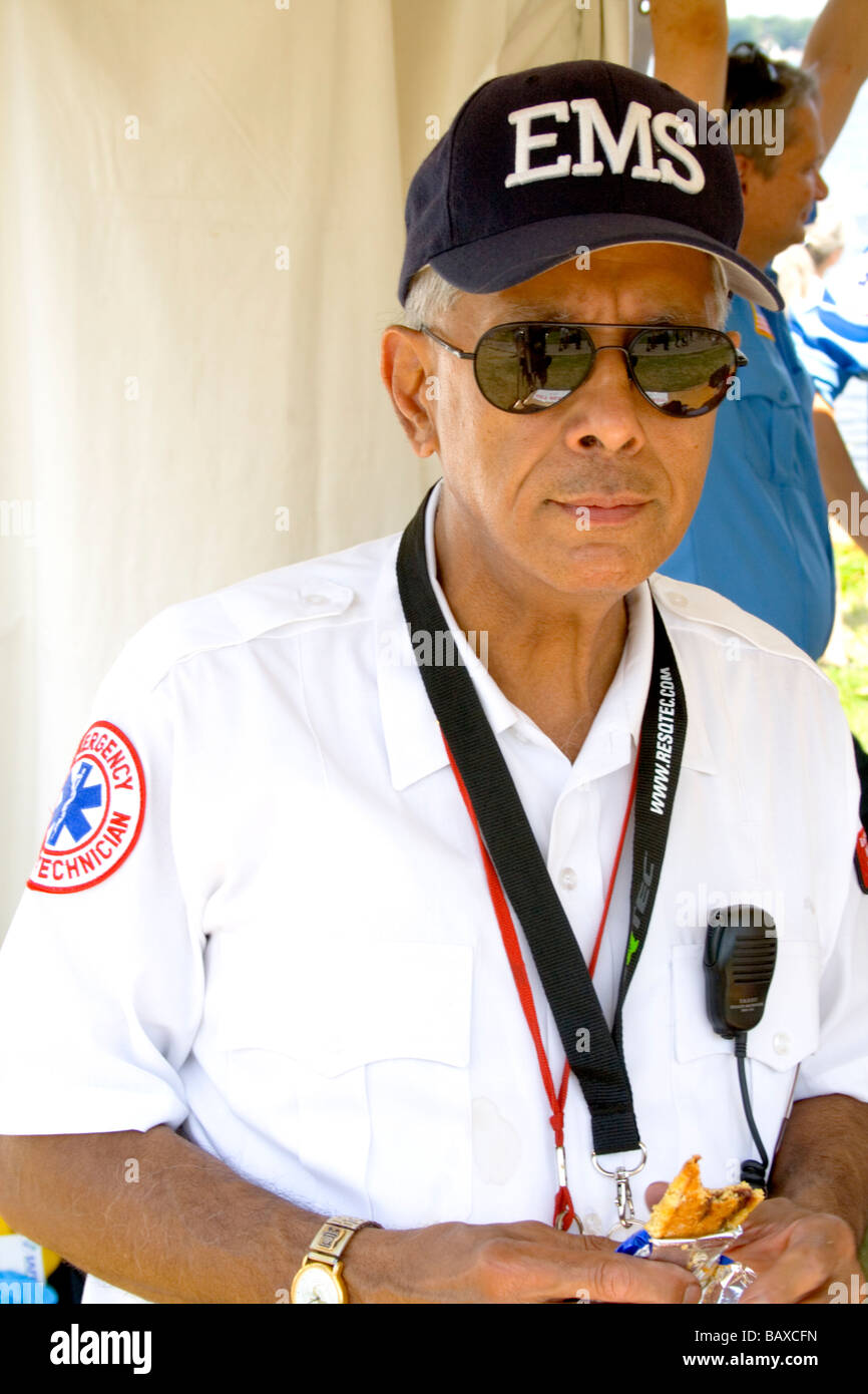 EMS Emergency Medical Service technician on duty. Aquatennial Beach ...