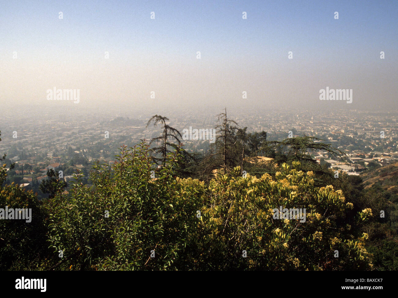 Smog Orange County California Usa Aerial View City Skyline Street Road