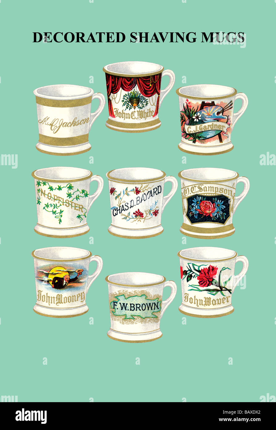 Decorated Shaving Mugs #4 Stock Photo - Alamy