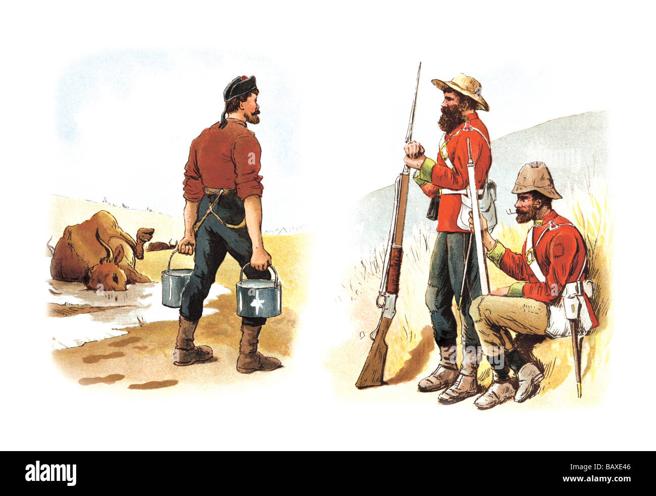 Soldiers and Farmer Stock Photo - Alamy