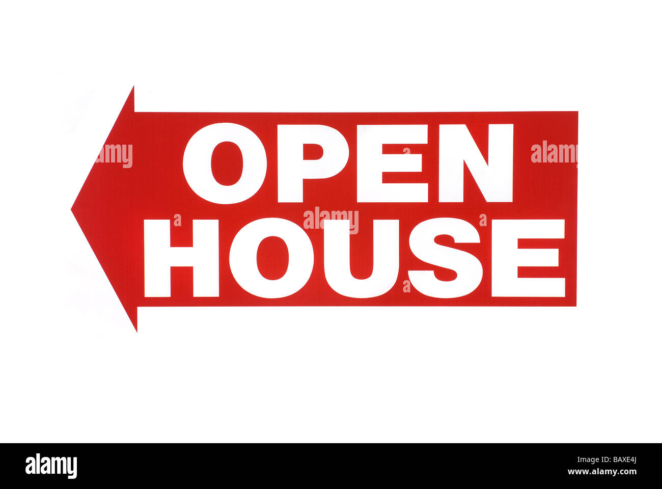 An open house sign isolated on white for easy use and manipulation in ...