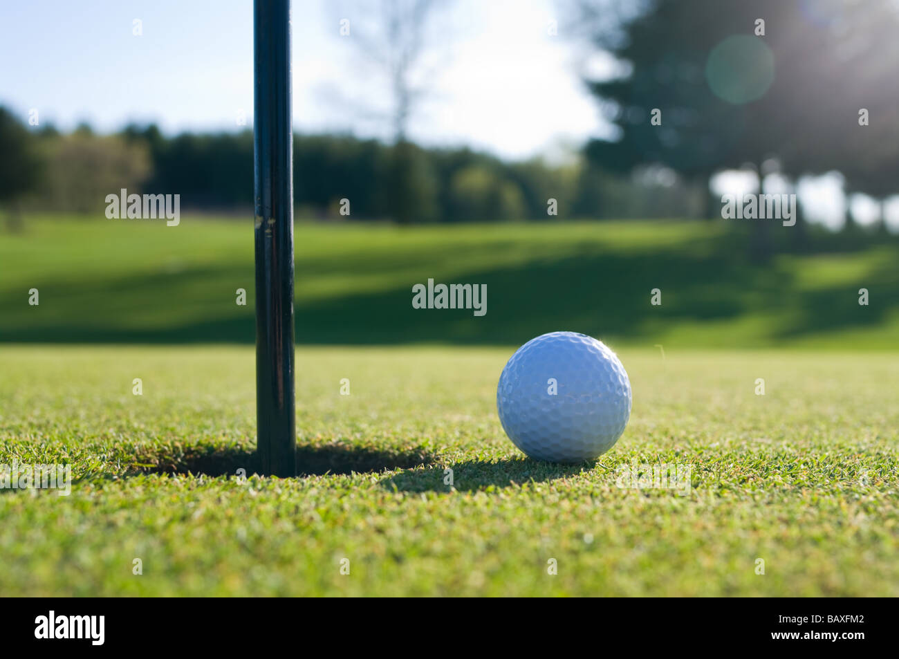 Golf ball on the course in late afternoon Stock Photo - Alamy